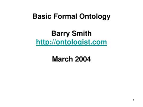Ppt Basic Formal Ontology Barry Smith March
