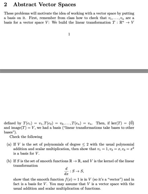Solved Abstract Vector Spaces These Problems Will Motivate Chegg