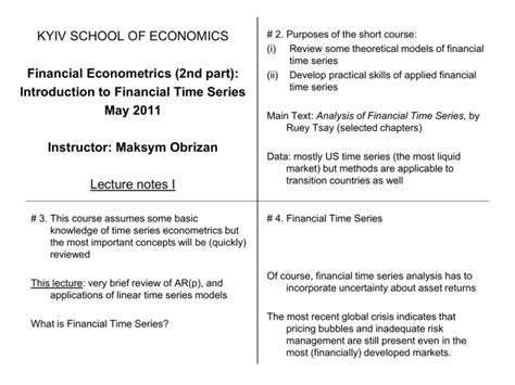 Financial Econometrics Intro To Financial Time Series
