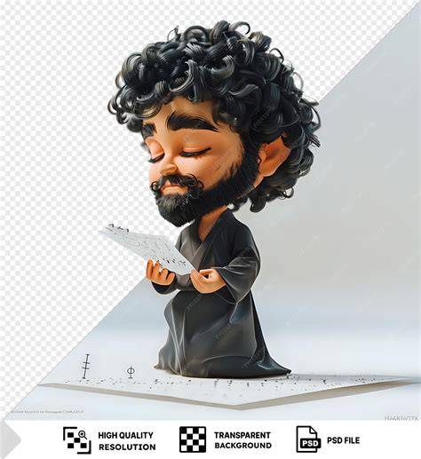 Premium Psd Unique Chibi Omar Khayyam The Mathematician Contemplating With Tiny Algebraic Formulas