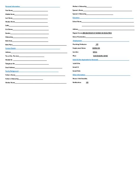 Prc Renewal Form Download Free Pdf Business