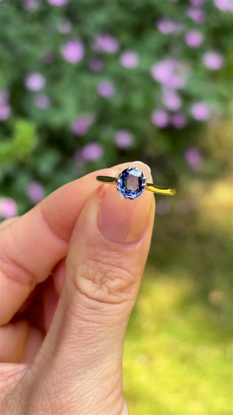 Antique Edwardian Single Stone Synthetic Sapphire Ring Antique Ring