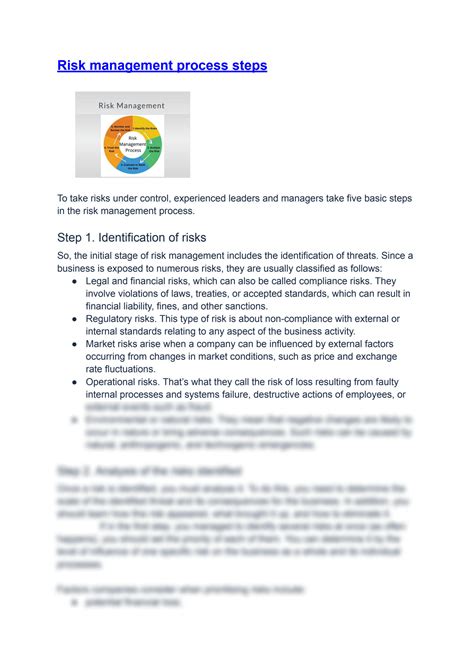 SOLUTION: Risk management process steps - Studypool