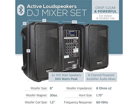 New Knox Gear Dual 8” 300 Watt Speakers And Mixer Wtripod Stands