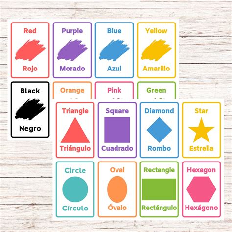 Bilingual Colors And Shapes Flashcards Spanish And English Printable