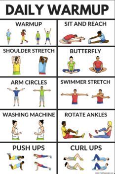 Pe Class Daily Warmup Poster 9 Different Color Variations Pe