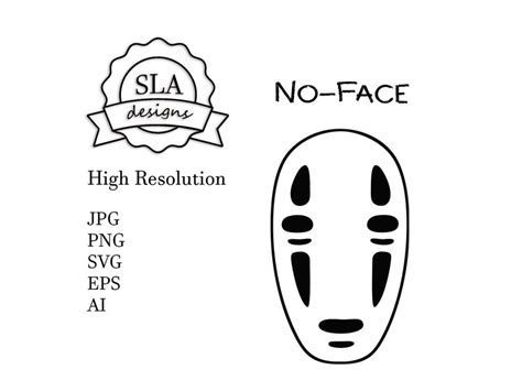 No Face Svg Kaonashi Mask Svg Miyazaki Spirited Away Fan Art Anime