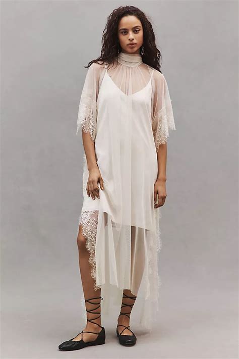 Audrey Adele Rory Asymmetrical Sheer Midi Dress Anthropologie