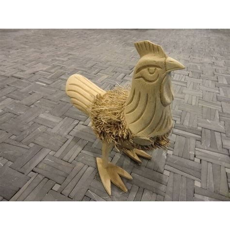 Wooden Statue Chicken Decomeubel