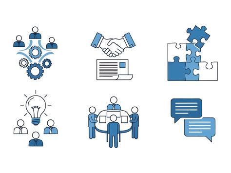Corporate Collaboration And Business Teamwork Illustration Set 6 Blue