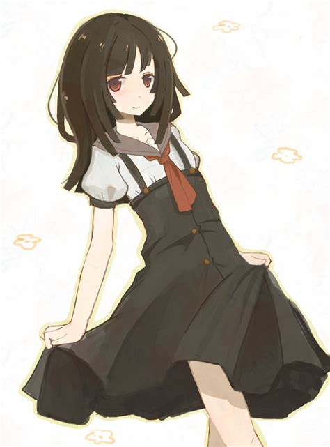 Safebooru Bakemonogatari Bangs Black Hair Blunt Bangs Dress Female