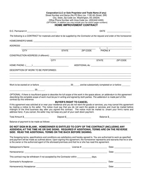 Free Printable Remodeling Contract Templates [pdf Word] Agreement