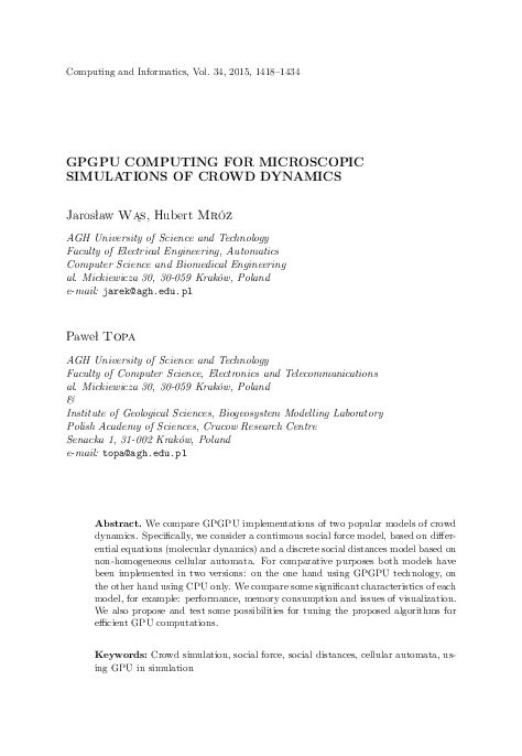 Gpgpu Computing For Microscopic Simulations Of Crowd Dynamics