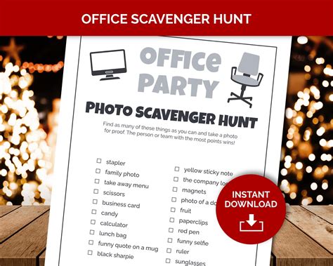 Office Scavenger Hunt Work Treasure Hunt Game To Play At A Christmas