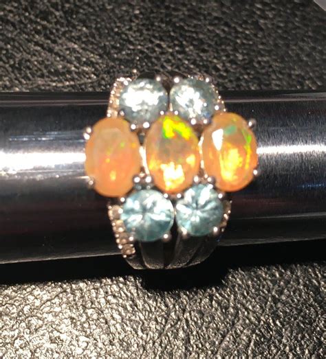 Opal And Aquamarine Ring Etsy