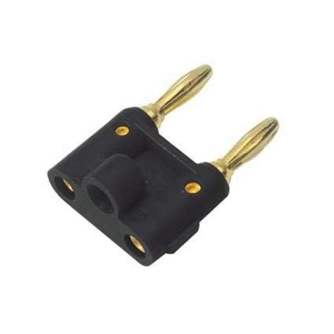 Plug Doble Tipo Banana Color Negro Con Conectores Niquelados
