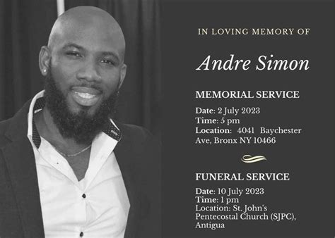 Remembering Andre Simon Memorial And Funeral Service Dates Announced Antigua News Room
