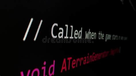 Closeup Macro Shot Movement Of Coding Script Moving Across Led Screen
