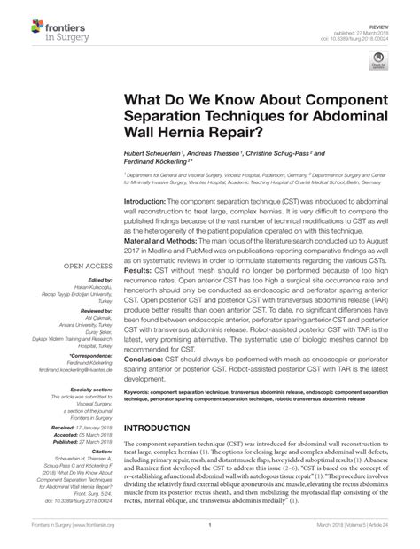 Pdf What Do We Know About Component Separation Techniques For Abdominal Wall Hernia Repair