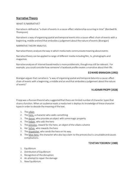 Narrative Theory And Genre Theory Docx