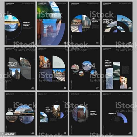 화려한 원 검은 배경에 둥근 요소와 최소한의 브로셔 템플릿 전단지 전단지 브로셔 보고서 프리젠 테이션 광고 잡지에 대한 디자인 템플릿을 다룹니다 0명에 대한 스톡 벡터 아트