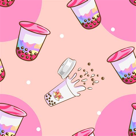 Bubble Tea Pattern Seamless Background 20433851 Vector Art At Vecteezy