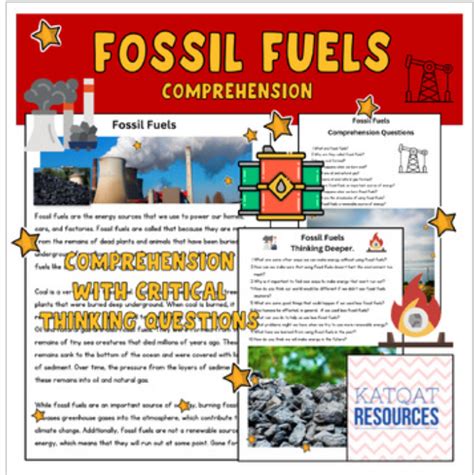 Fossil Fuels Comprehension And Critical Thinking Skills Teaching Resources