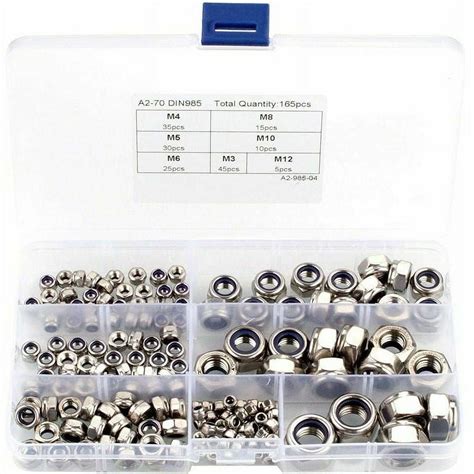 M8 Lock Nut 178 Piece Metric Hex Nuts Assortment M3 M4 M5 M6 M8 M10