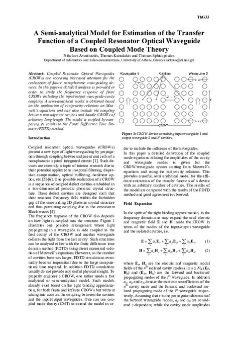 Pdf A Semi Analytical Model For Estimation Of The Transfer Function