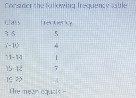 Consider The Following Frequency Table Class Frequency The