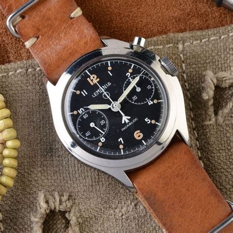 Lemania Military 6bb Royal Raf Single Button Chronograph Watch