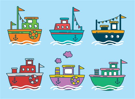 Colored Trawler Boat Vector Boat Vector Boat Drawing Submarine Drawing