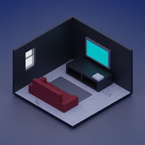 Low Poly Isometric Entertainment Room Cycles R Blender