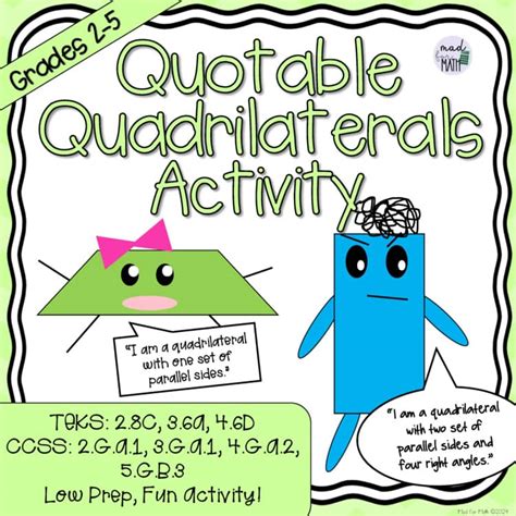 Grades 2 5 Math Quadrilateral Geometry Activity 2 8c 3 6a 4 6d