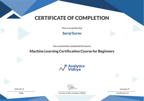 Best Machine Learning Certification 2021 Analytics Vidhya