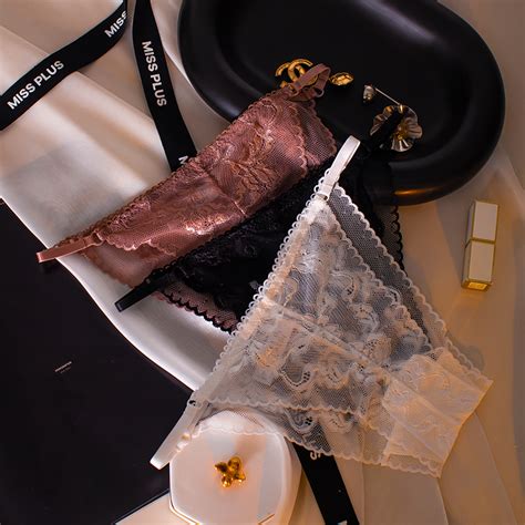 内裤女性感蕾丝t裤火辣高弹低腰丁字裤微透轻奢撩人不勒轻薄底裤虎窝淘