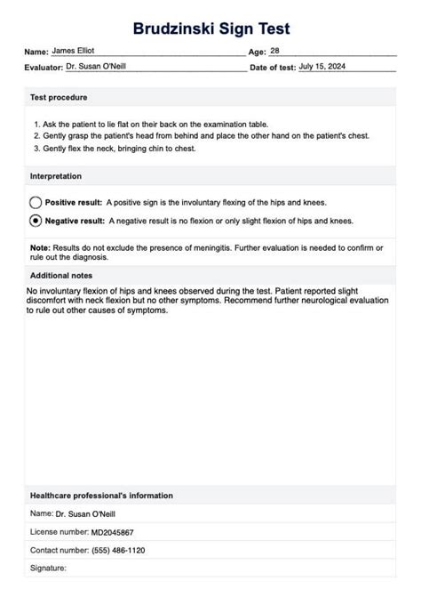 Prueba De Signos De Brudzinski Ejemplo Pdf Carepatron