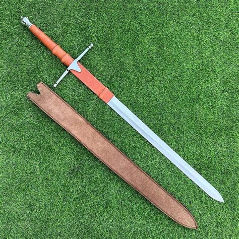 Handmade Scottish Claymore Sword Silver And Leather William Wallace Replica Etsy
