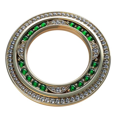 Premium Photo A Gold Ring With Green And Red Diamonds And A Circle Of