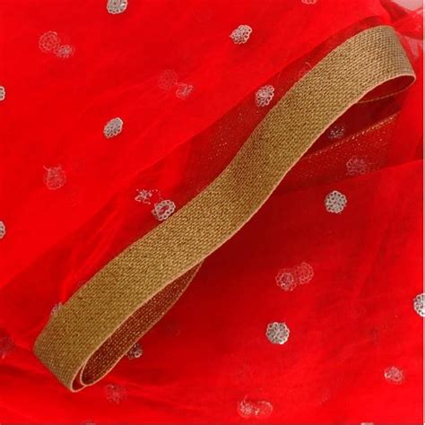 Red Net Sequenced Dupatta With Light Gotta Work Red Red Embroidery