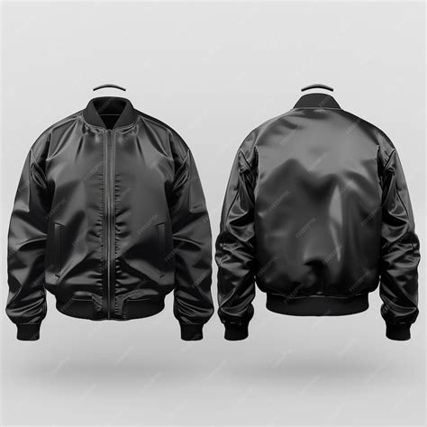 Premium Photo Black Bomber Jacket Front And Back View Isolated On White Background Classic