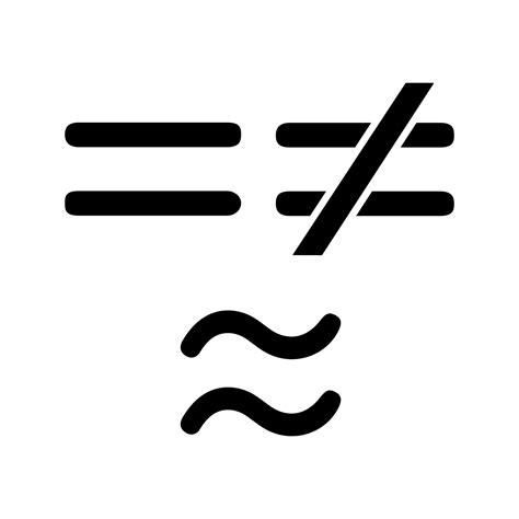 Math Symbols Glyph Icon Equals Is Not And Approximately Equal To