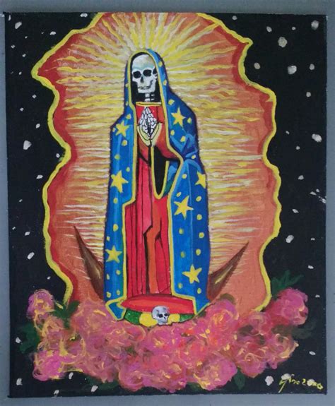 Acrylic La Santa Muerte Original Signed Painting By Generoso Napoliello