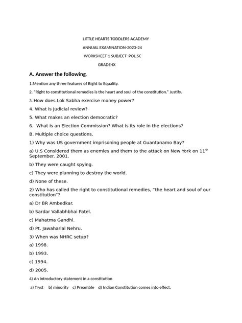 Worksheet 1 Annual Std9 Pdf
