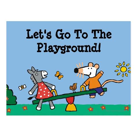Maisy And Dotty Seesaw At The Playground Postcard Zazzle Seesaw