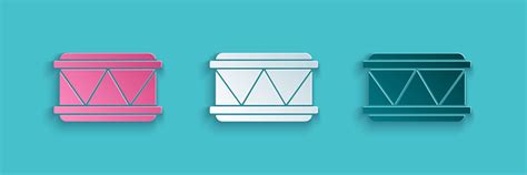 파란색 배경에 격리 된 용지 컷 드럼 아이콘 음악 기호입니다 악기 기호 종이 아트 스타일 벡터 3월에 대한 스톡 벡터 아트 및 기타 이미지 Istock