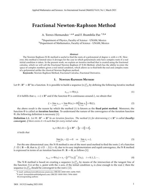 Fractional Newton Raphson Method The Newton Raphson Pdf Physics Science