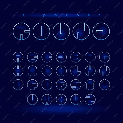 Premium Vector Minimal Geometric Style Font Set Of Glow Round Vector