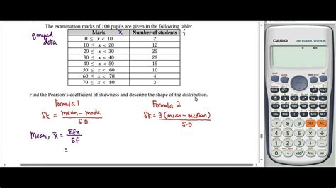 T6 Q13 Grouped Data Pearsons Coefficient Of Skewness And Distribution Sm025 Youtube