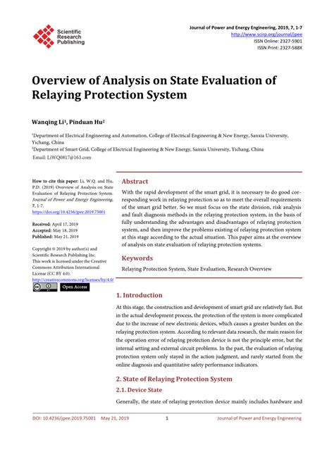 Pdf Overview Of Analysis On State Evaluation Of Relaying Protection